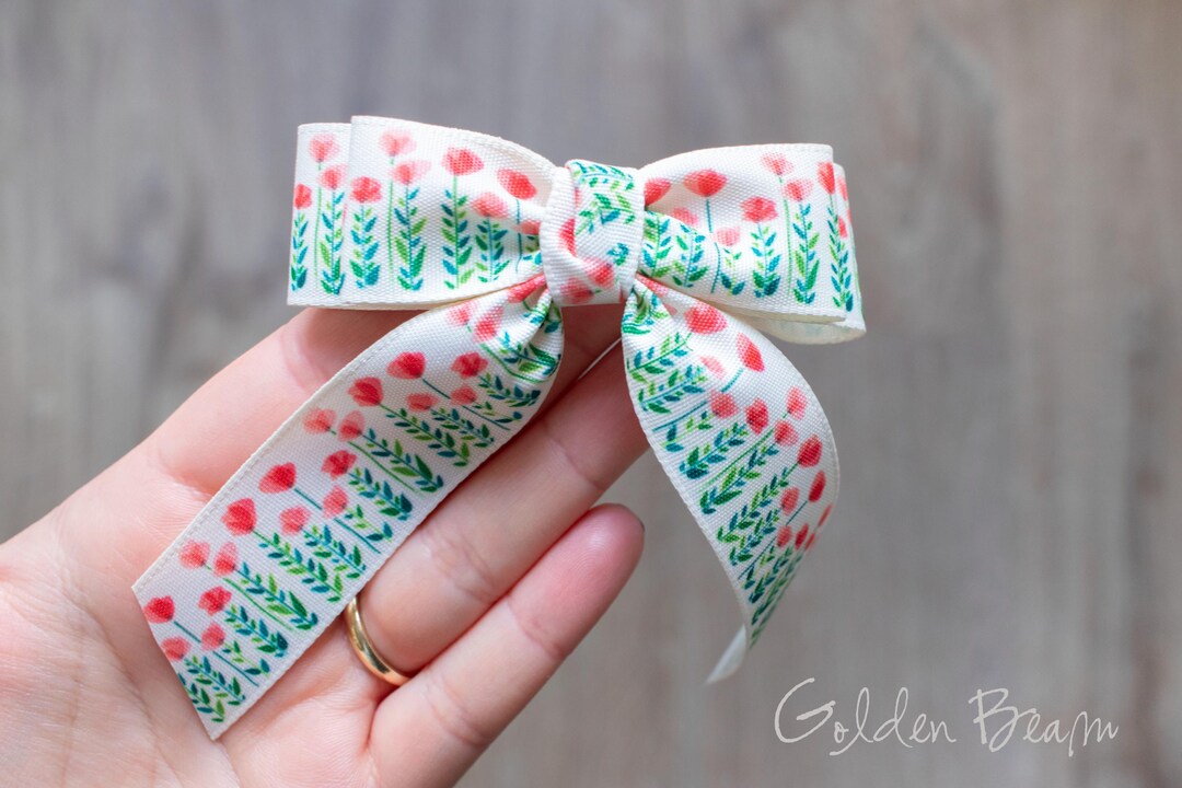 Poppy Flower Bow, Remembrance Bow, Poppy Girls Bows, Long Tail Ribbon ...