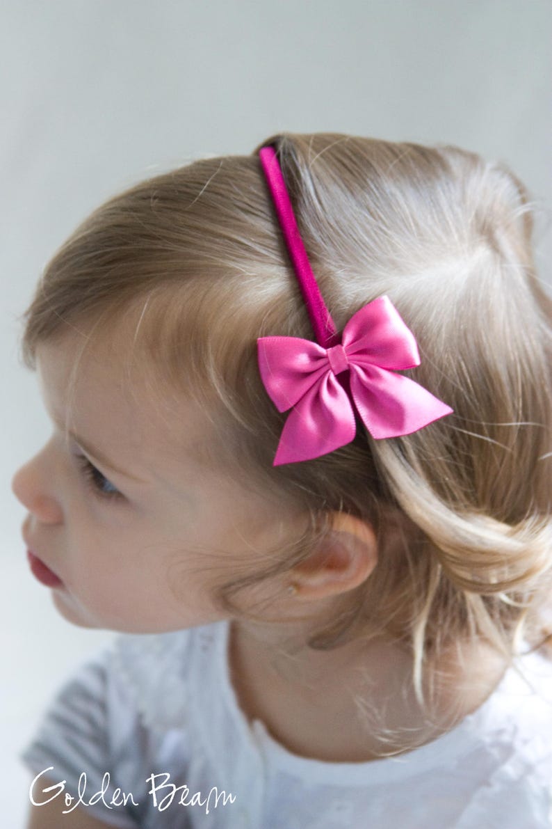 Bow, Satin Bow Headband - Flower Girl Headband - Satin Side Bow ...