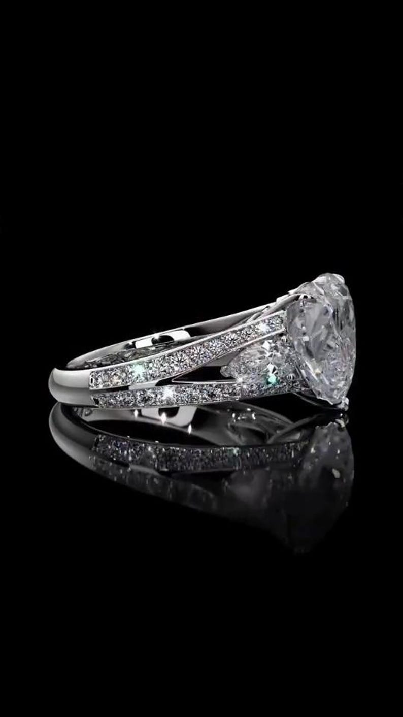 2.0 Ct Heart Shaped Lab Diamond Diamond Engagement Ring/three Stone ...
