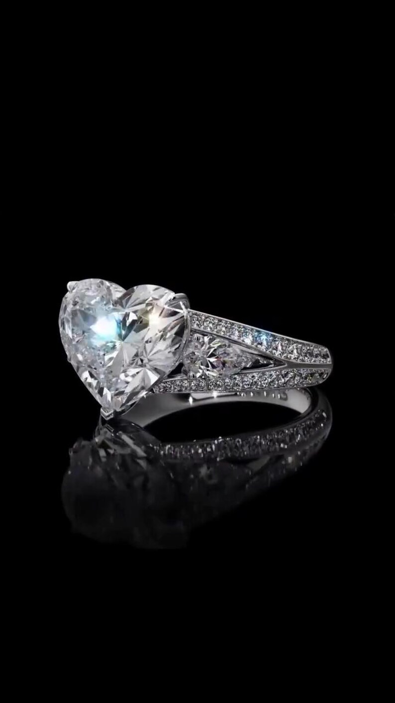 2.0 Ct Heart Shaped Lab Diamond Diamond Engagement Ring/three Stone ...