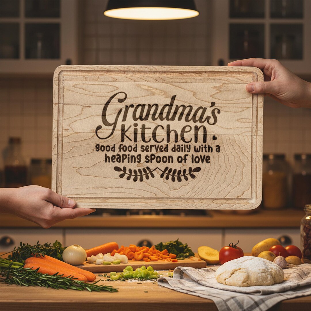 Grandma’s Kitchen Wooden Chopping Board – Laser Engraved Maple Gift ...