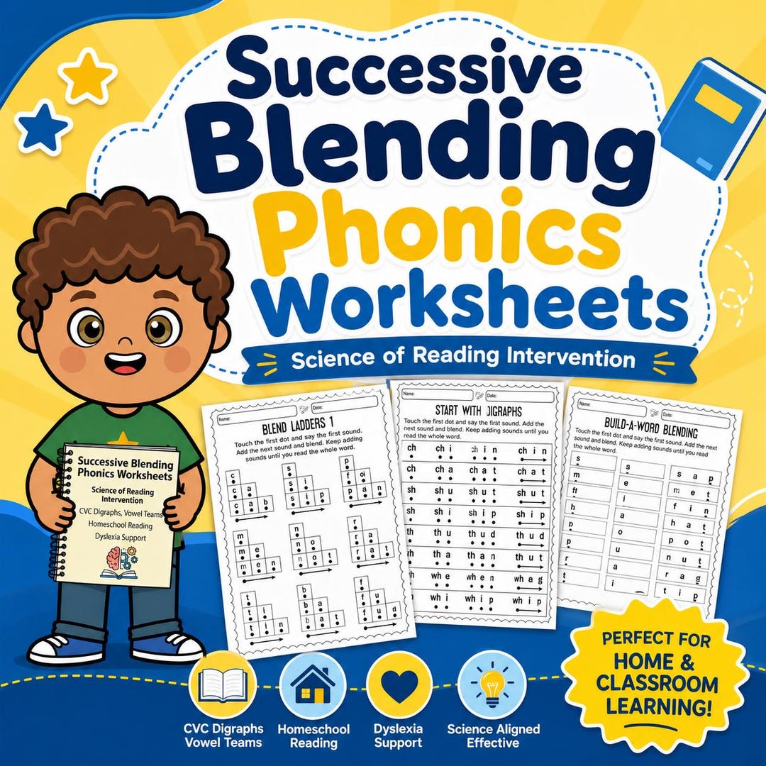 Successive Blending Phonics Worksheets, Science of Reading Intervention ...