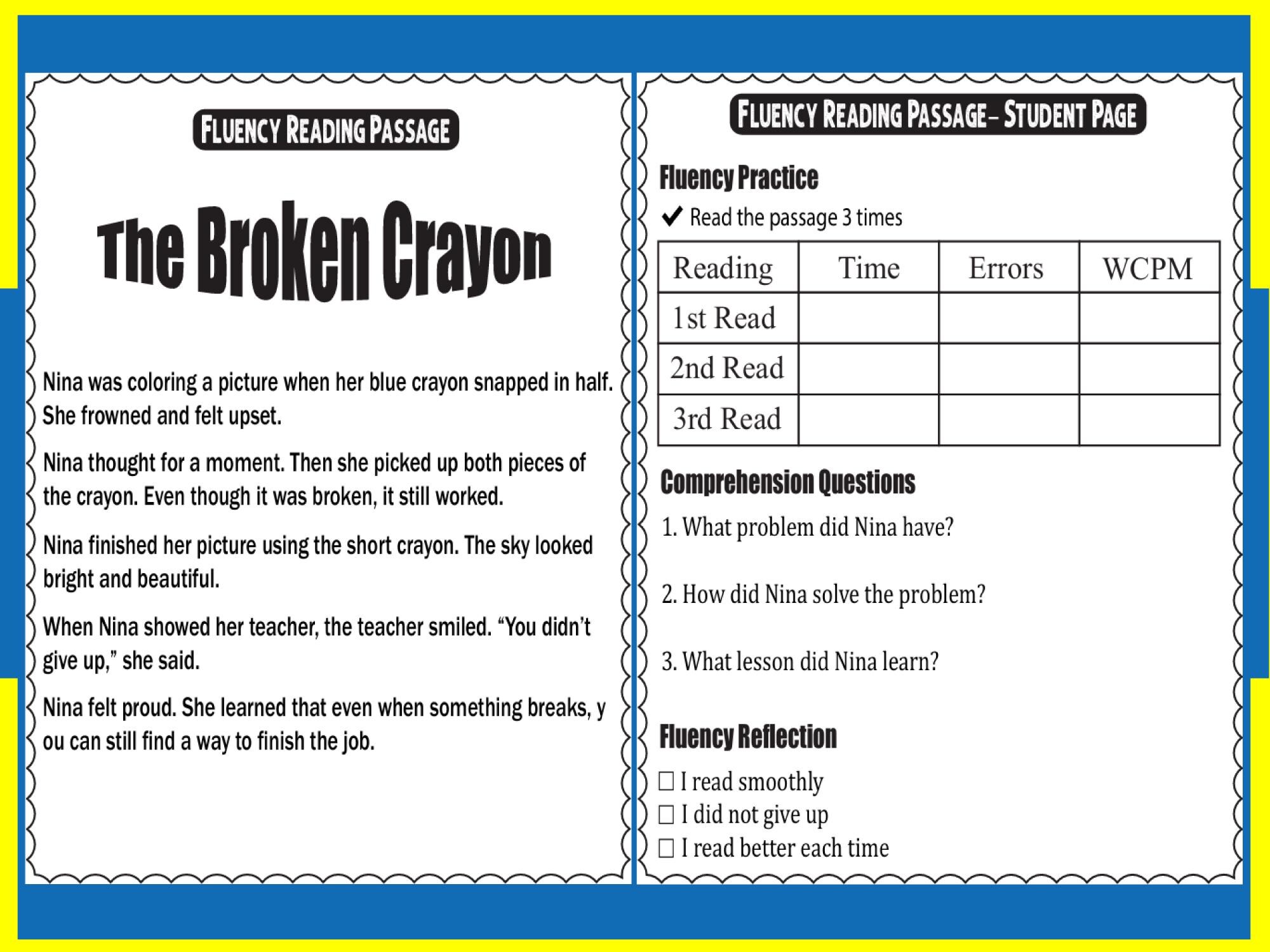 Reading Fluency Passages, 1st-3rd Grade, Homeschool Printable (PDF ...