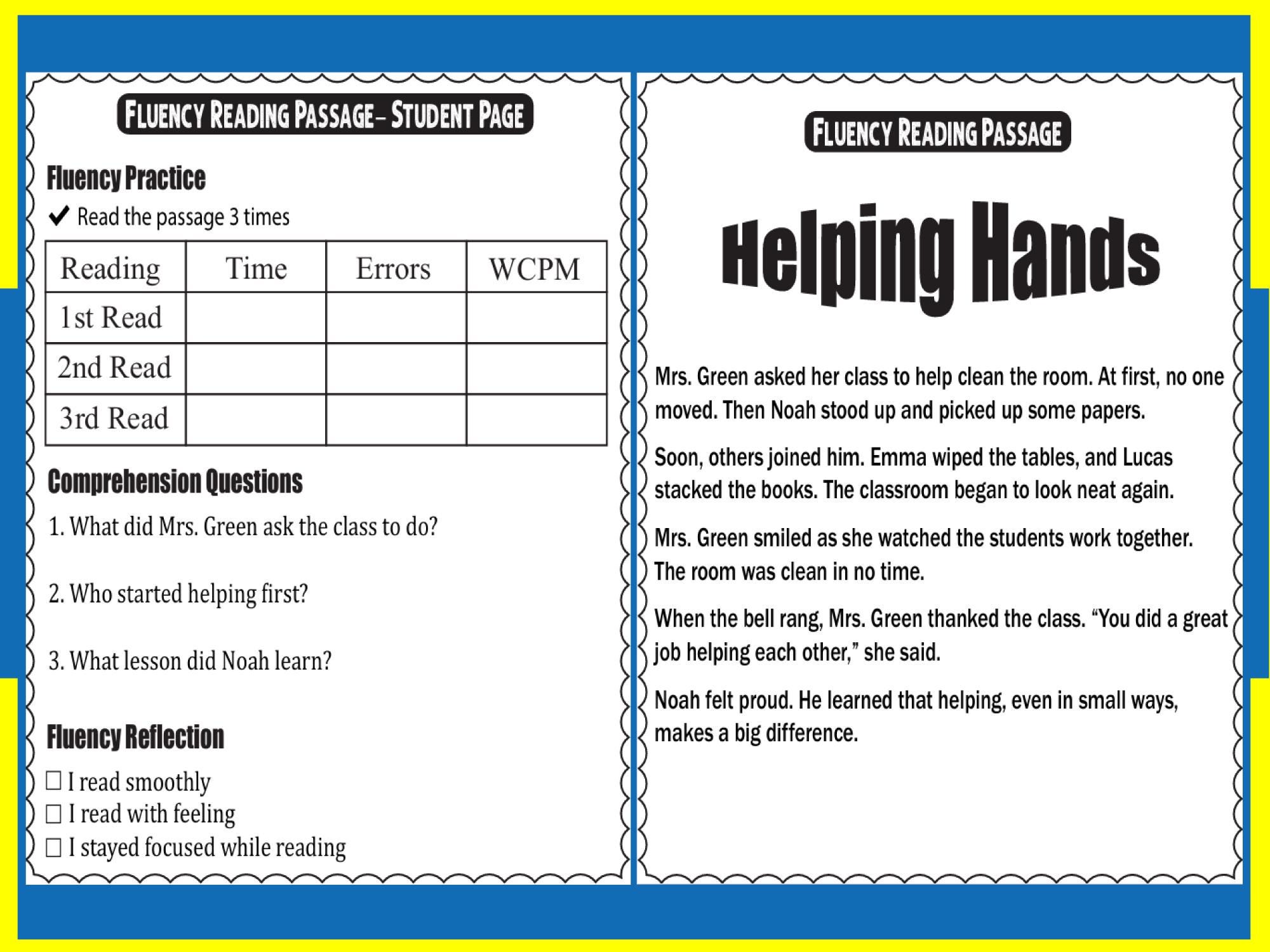 Reading Fluency Passages, 1st-3rd Grade, Homeschool Printable (PDF ...
