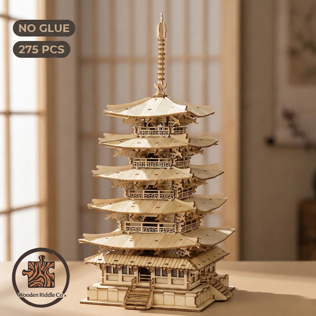 Five-storied Pagoda Wooden Puzzle | 3D Model Kit, Architecture Decor ...