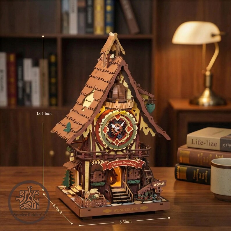 3D Wooden Cuckoo Clock Puzzle Kit – Working Bird + Warm LED Lights, No ...