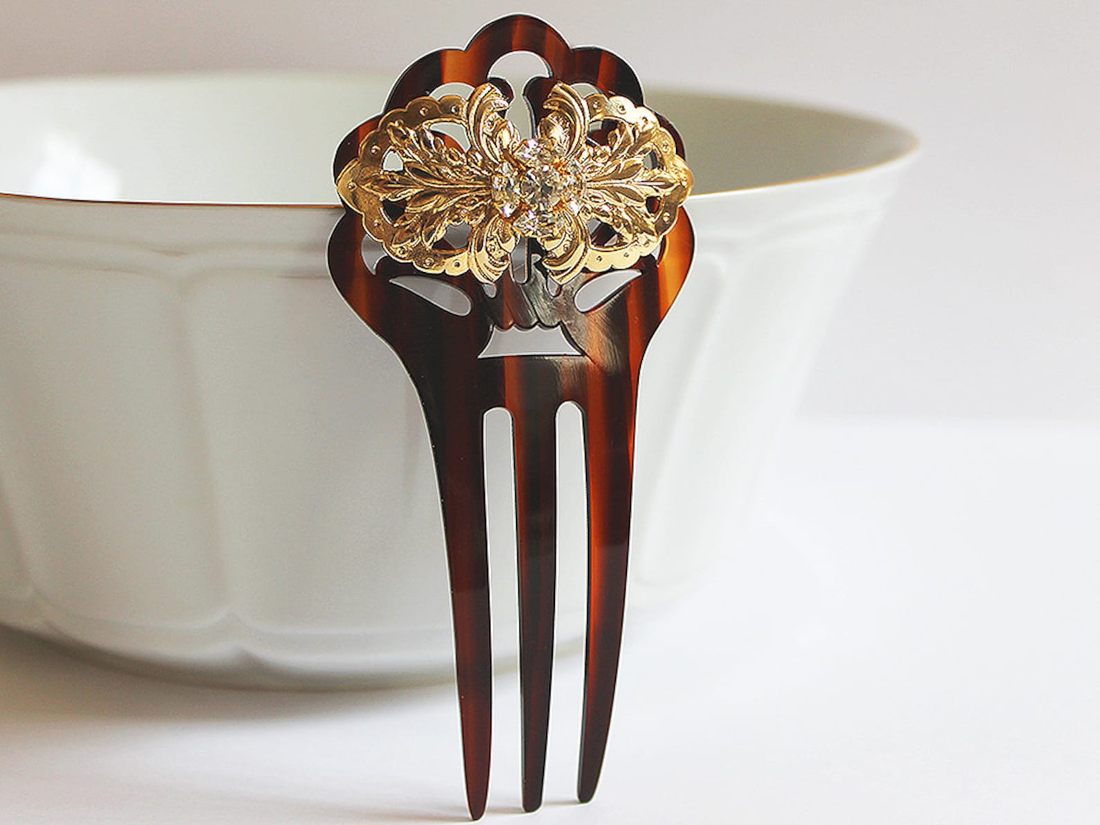 Tortoise Shell Hair Comb Gold Bridal Hair Comb Hair Piece | Etsy