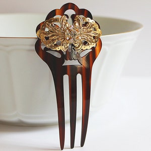 Tortoise Shell Hair Comb, Gold Bridal Hair Comb, Hair Piece Wedding ...