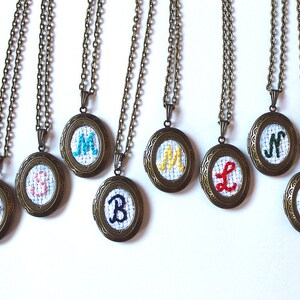 Bridesmaid Necklace Set of 6, Bridesmaid Lockets, Embroidery Jewelry ...