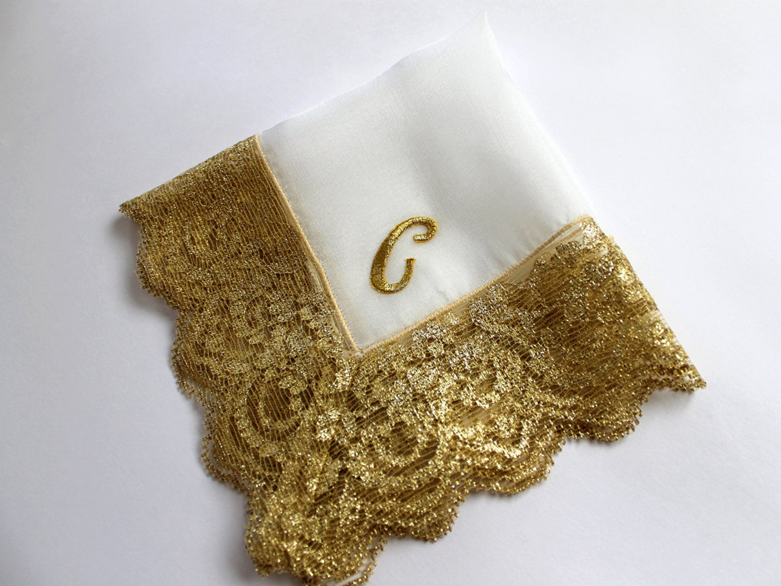 Gold Monogram Wedding Handkerchief Bridal Gift Personalized - Etsy