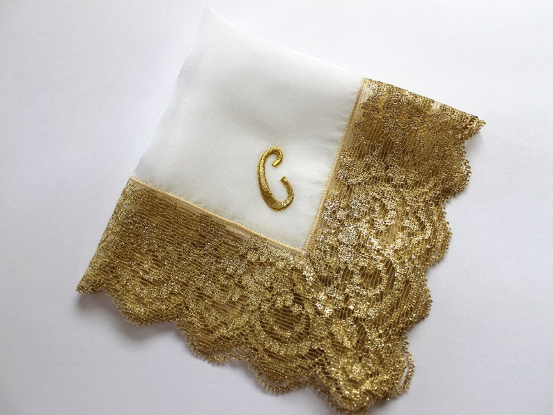 Gold Monogram Wedding Handkerchief Bridal Gift Personalized - Etsy
