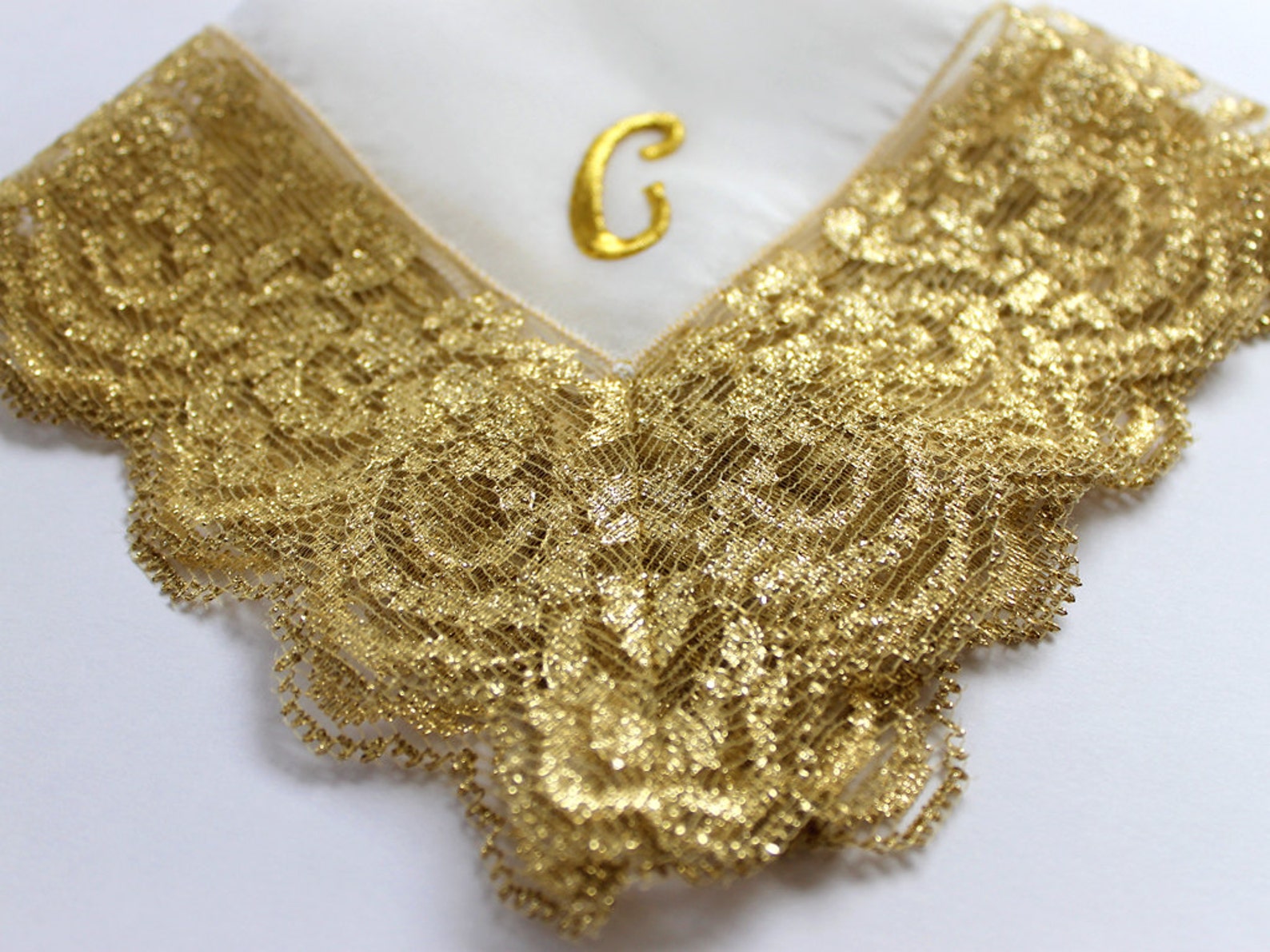 Gold Monogram Wedding Handkerchief Bridal Gift Personalized - Etsy