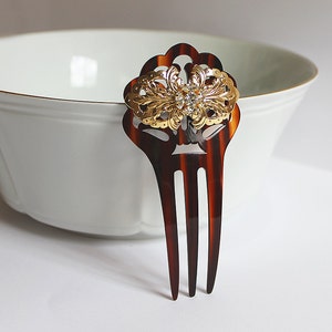 Tortoise Shell Hair Comb, Gold Bridal Hair Comb, Hair Piece Wedding ...