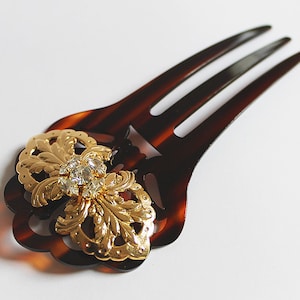 Tortoise Shell Hair Comb, Gold Bridal Hair Comb, Hair Piece Wedding ...