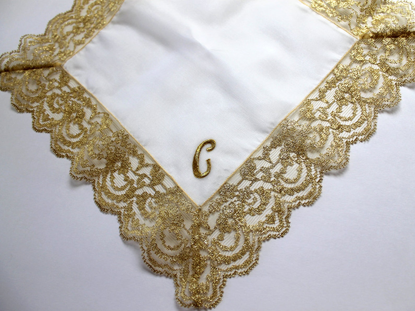 Gold Monogram Wedding Handkerchief Bridal Gift Personalized - Etsy