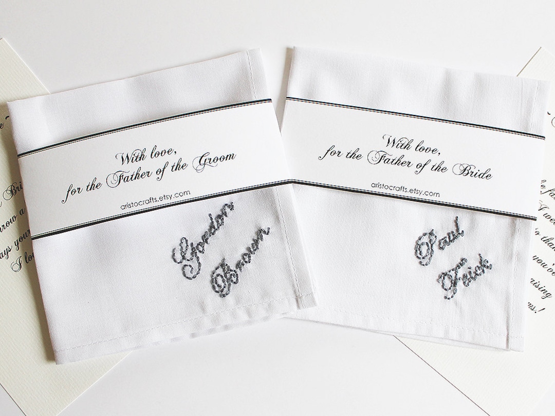 Hand Embroidered Father of the Bride Pocket Square, Father of Groom ...