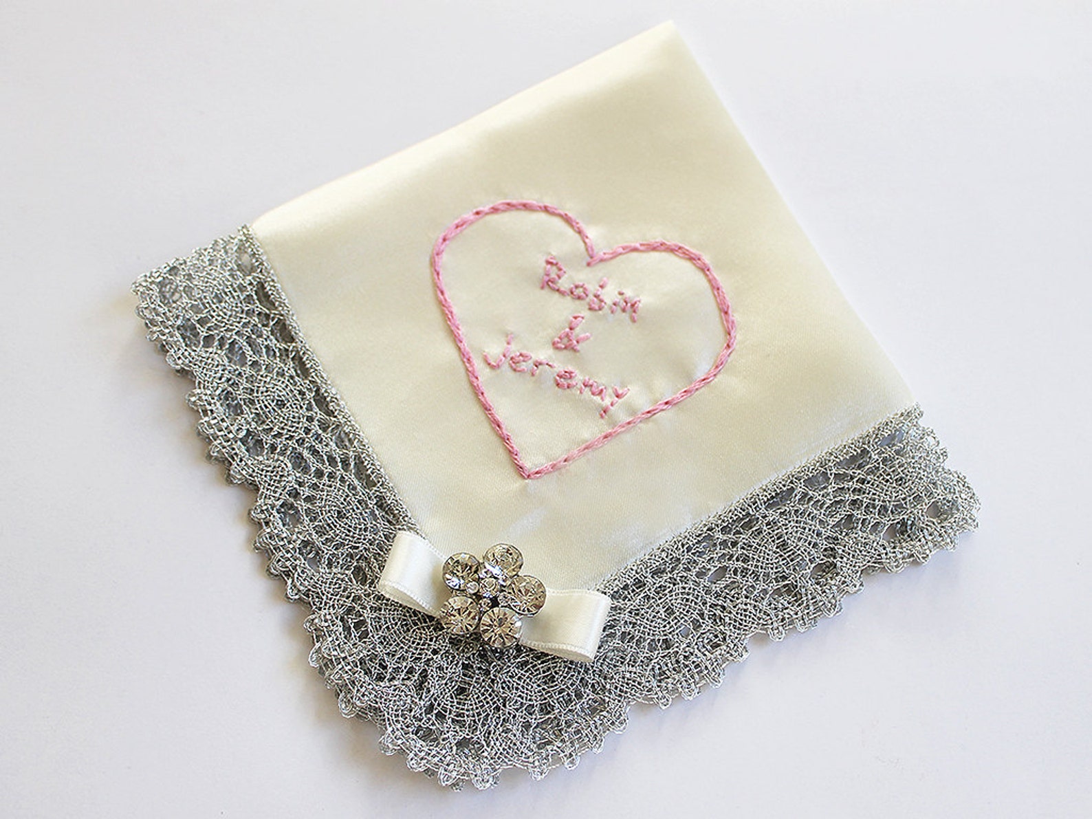 Personalized Wedding Handkerchief, Bride Hanky Bridal Shower Gift ...