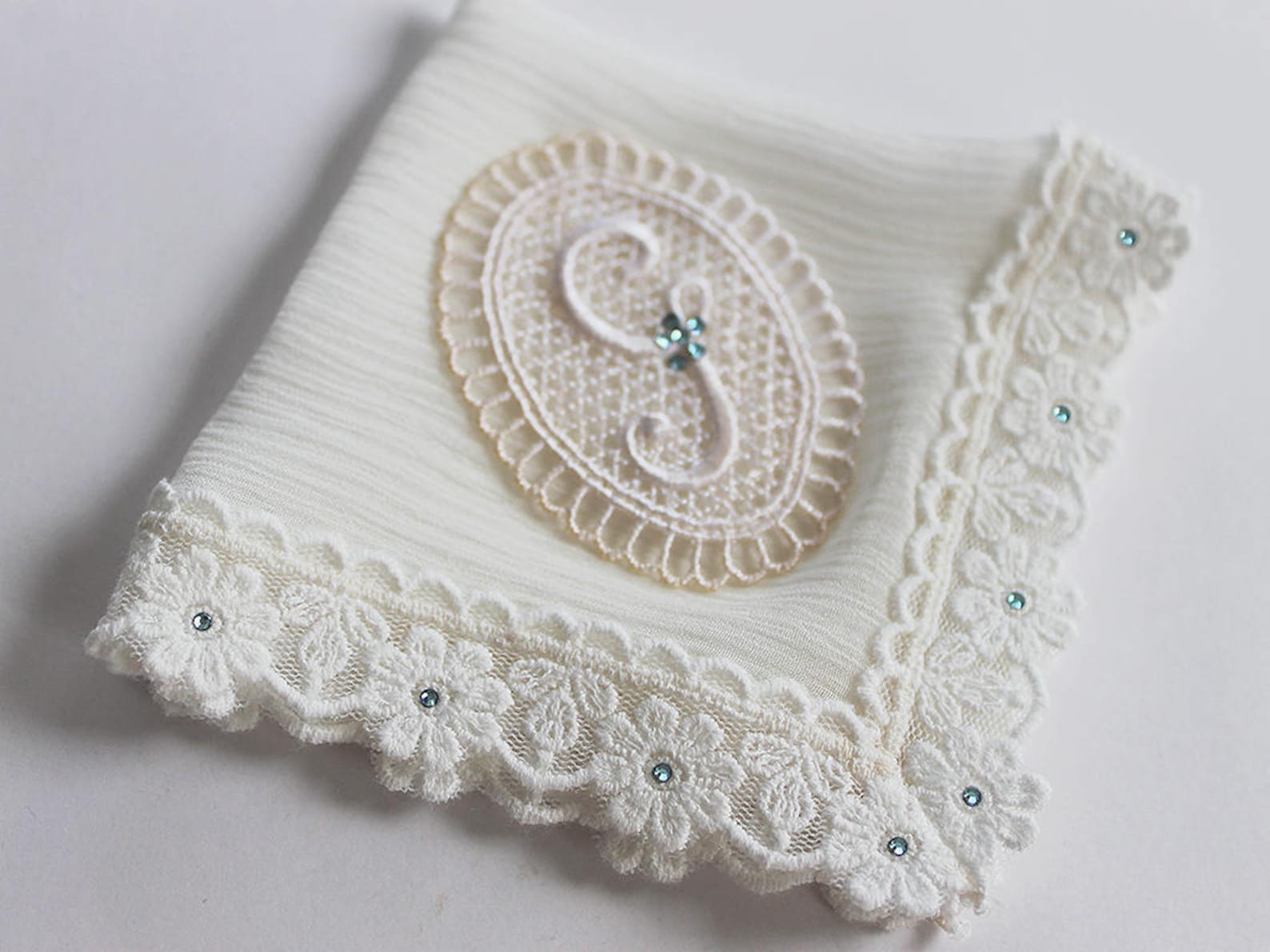 Something Blue Bride Handkerchief Silk Handkerchief Bridal - Etsy