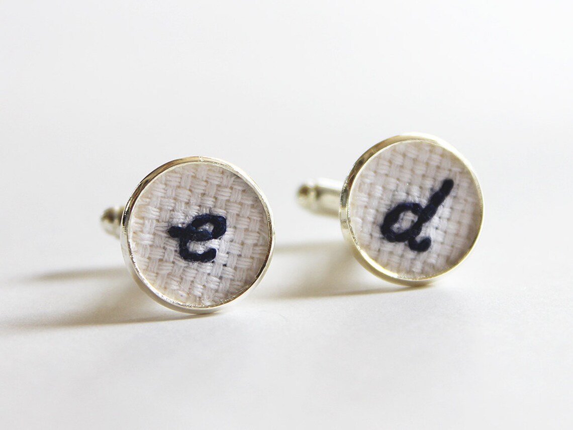 Lower Case Initial Cuff Links Custom Color Groom Cufflinks - Etsy
