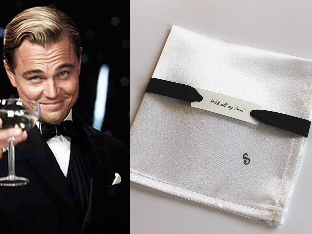 White Satin Pocket Square for Groom, Personalized Groom Handkerchief ...