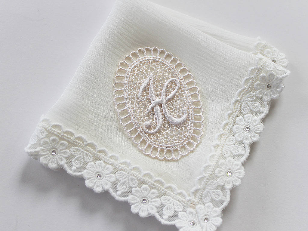 Wedding Handkerchief, Bride Handkerchief, Initial Handkerchief, Silk ...