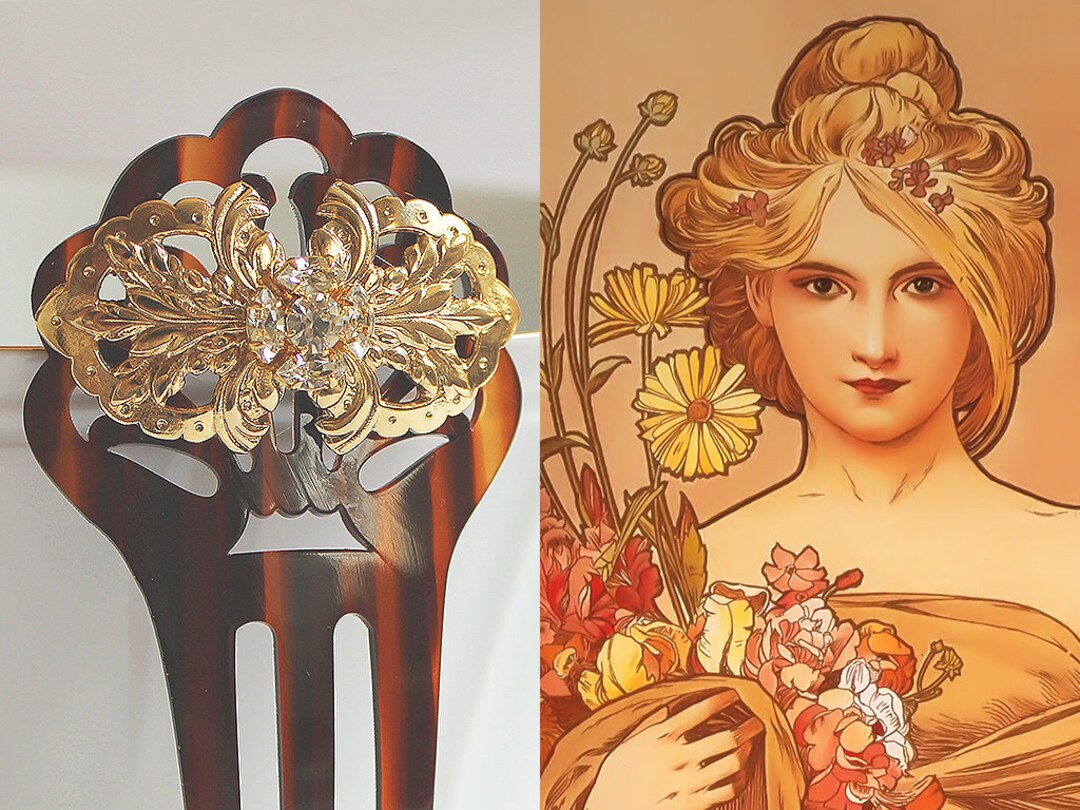 Tortoise Shell Hair Comb, Gold Bridal Hair Comb, Hair Piece Wedding ...