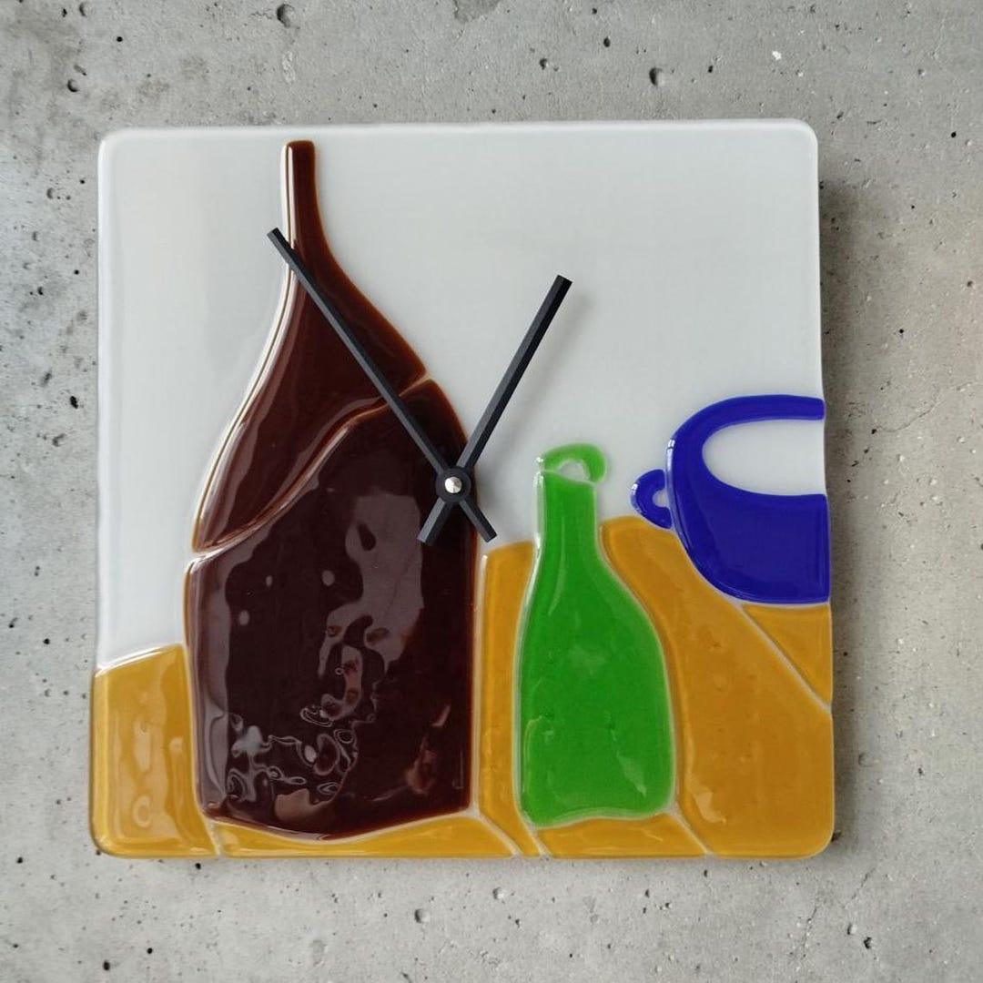 Still Life Fused Glass Clock Wall Decor' - Etsy