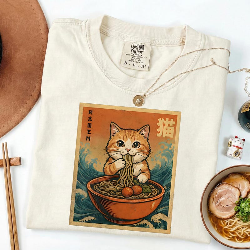 Ramen Tabby Cat Shirt - Etsy