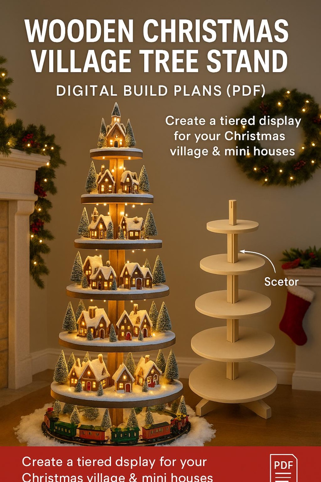 Wooden Christmas Village Tree Stand Plans | Tiered Holiday Display ...