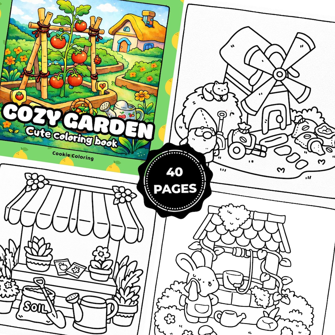 Cozy Garden Coloring Book Printable – Cute Garden Animals & Peaceful ...