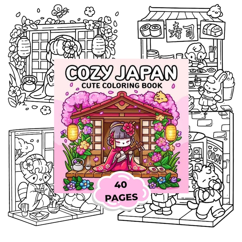 Cozy Japan Coloring Book - Etsy