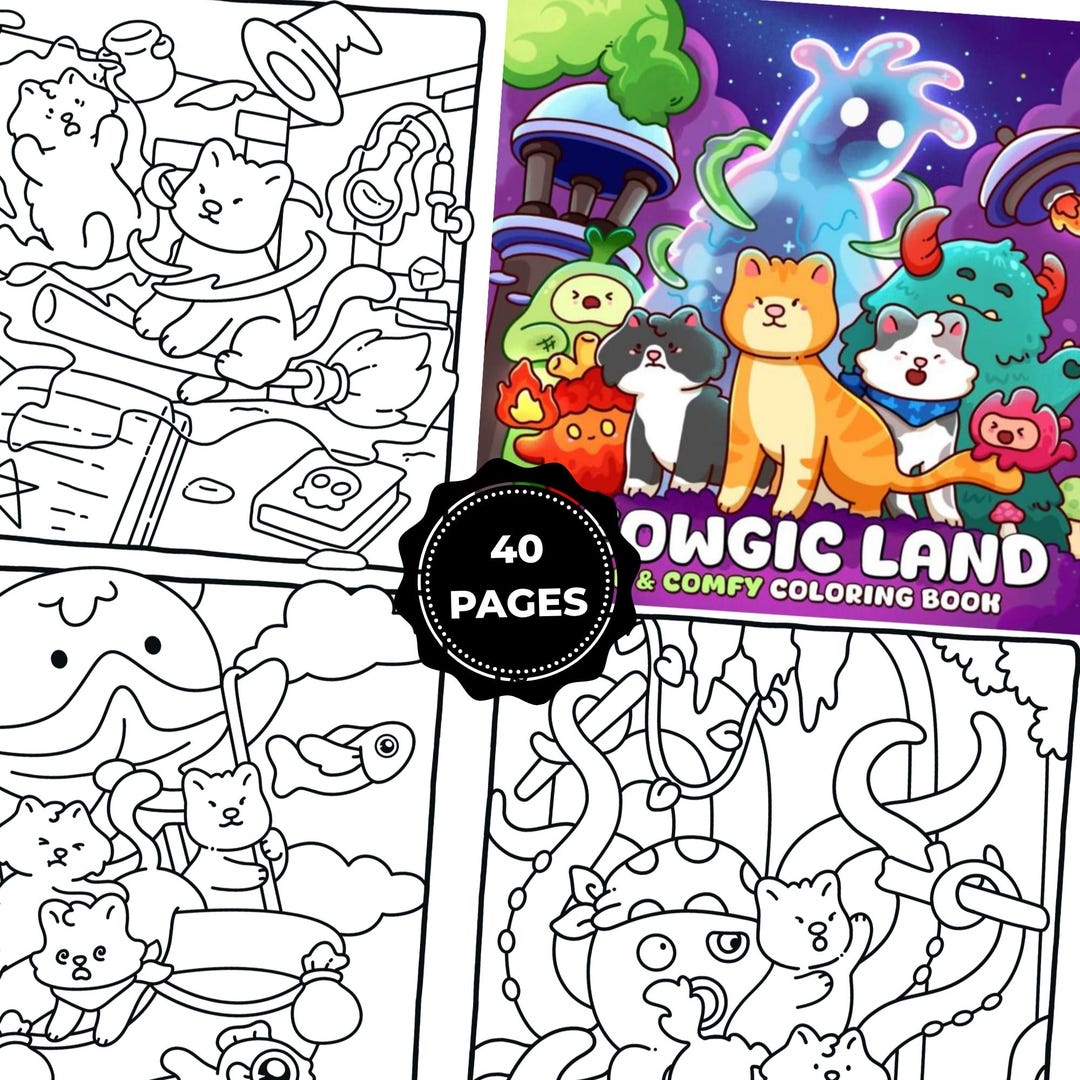 Kawaii Cat Coloring Book – Cute Magical Fantasy Cats Coloring Pages ...