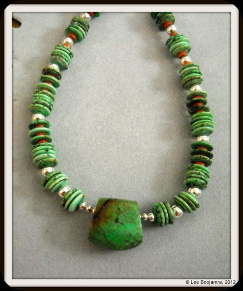 Green Turquoise Pendant Necklace - Etsy