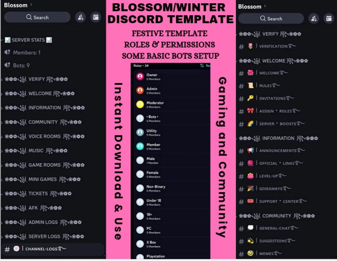 Pink Discord Server Template - Etsy