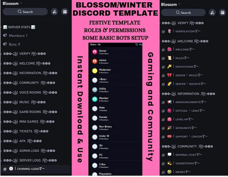 Pink Discord Server Template - Etsy