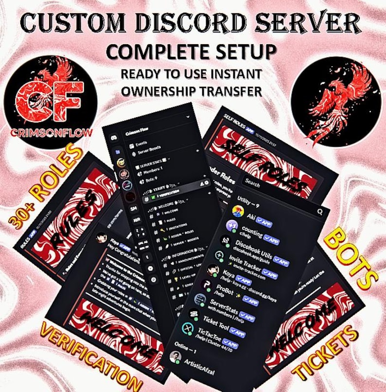 Fully Setup Discord Server Ready to Use | Instant Ownership Transfer | the CRIMSON FLOW by ...