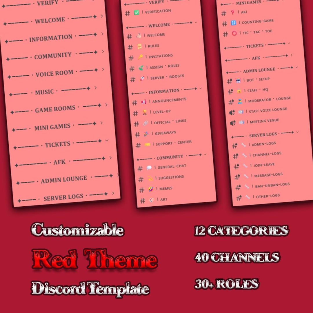 Red Theme Discord Server Template | for Gaming, Community, Streaming ...