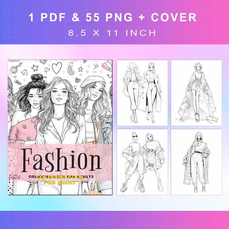 Fashion Coloring Book for Adults | Trendy Outfits, Stylish Designs ...
