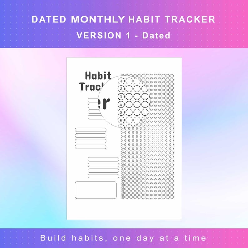 Monthly Habit Tracker Printable | Circle Dots | Dated & Undated | A4 A5 ...