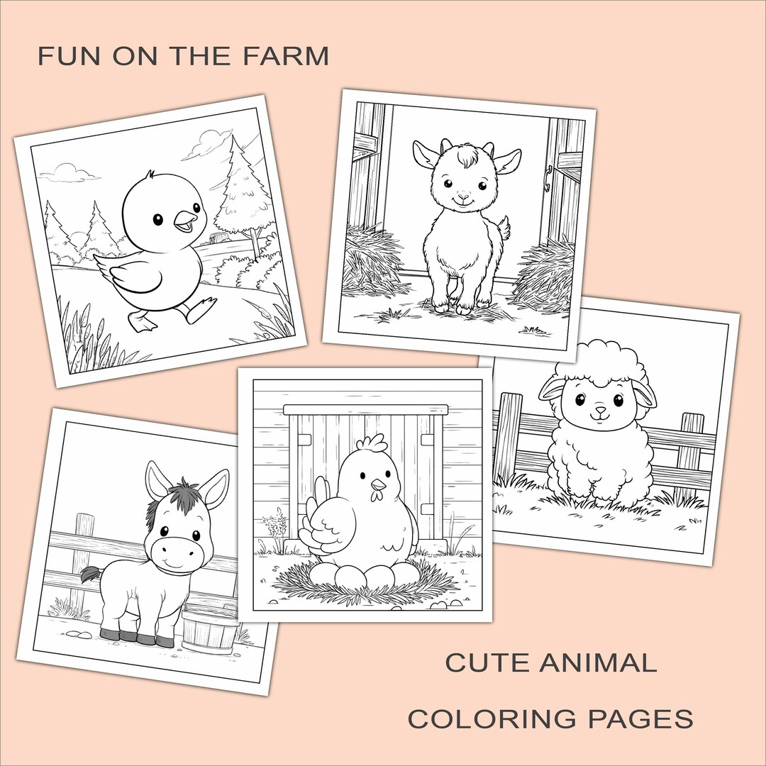 Farm Animal Coloring Book for Kids – Printable Coloring Pages PDF & PNG ...