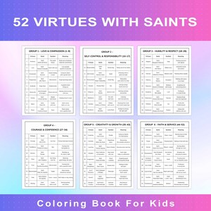 Catholic Coloring Book for Kids | 52 Virtues With Saints | Printable ...