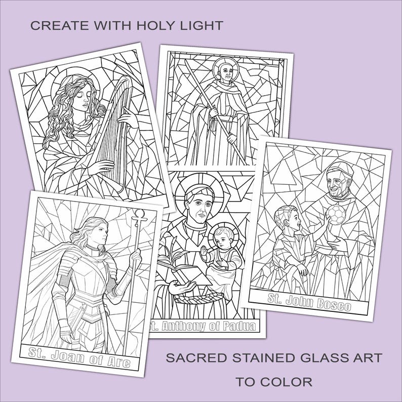 Stained Glass Saints Coloring Book PDF | Catholic Christian Coloring ...
