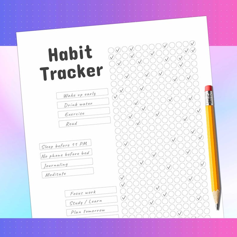 Monthly Habit Tracker Printable | Circle Dots | Dated & Undated | A4 A5 ...