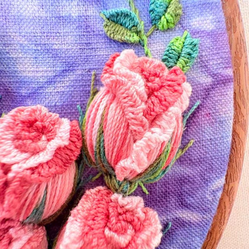 3D Rose Embroidery Art - Finished Hand Stitched Art-framed Embroidery ...