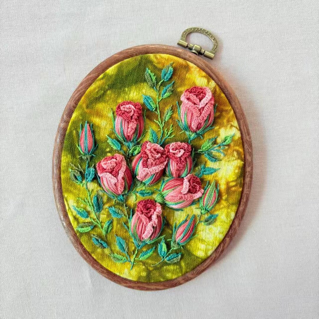 3D Rose Embroidery Wall Art - Finished Hand Stitched Art-framed ...