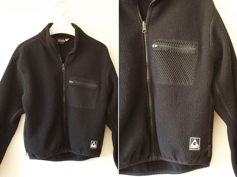Vintage Gerry Black Fleece Jacket Made in USA Mens Small / - Etsy