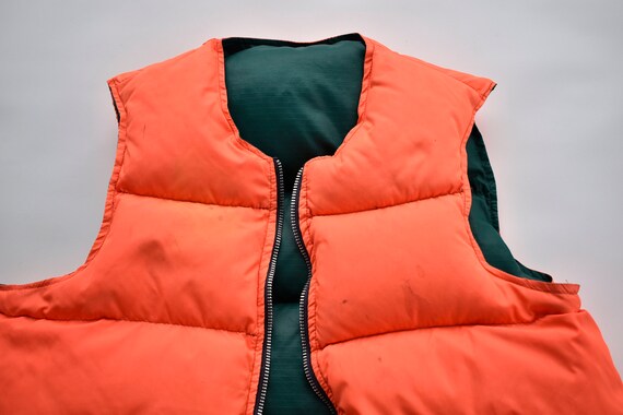 Vintage 70's Down Puffer Hunting Vest Reversible Gree… - Gem