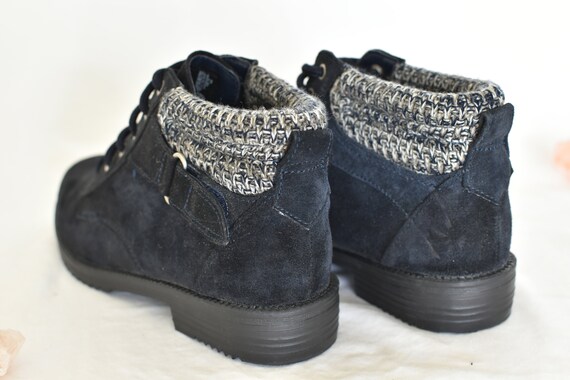 Vintage Rugged Outback Sweater Cuff Blue Suede Ankle … - Gem