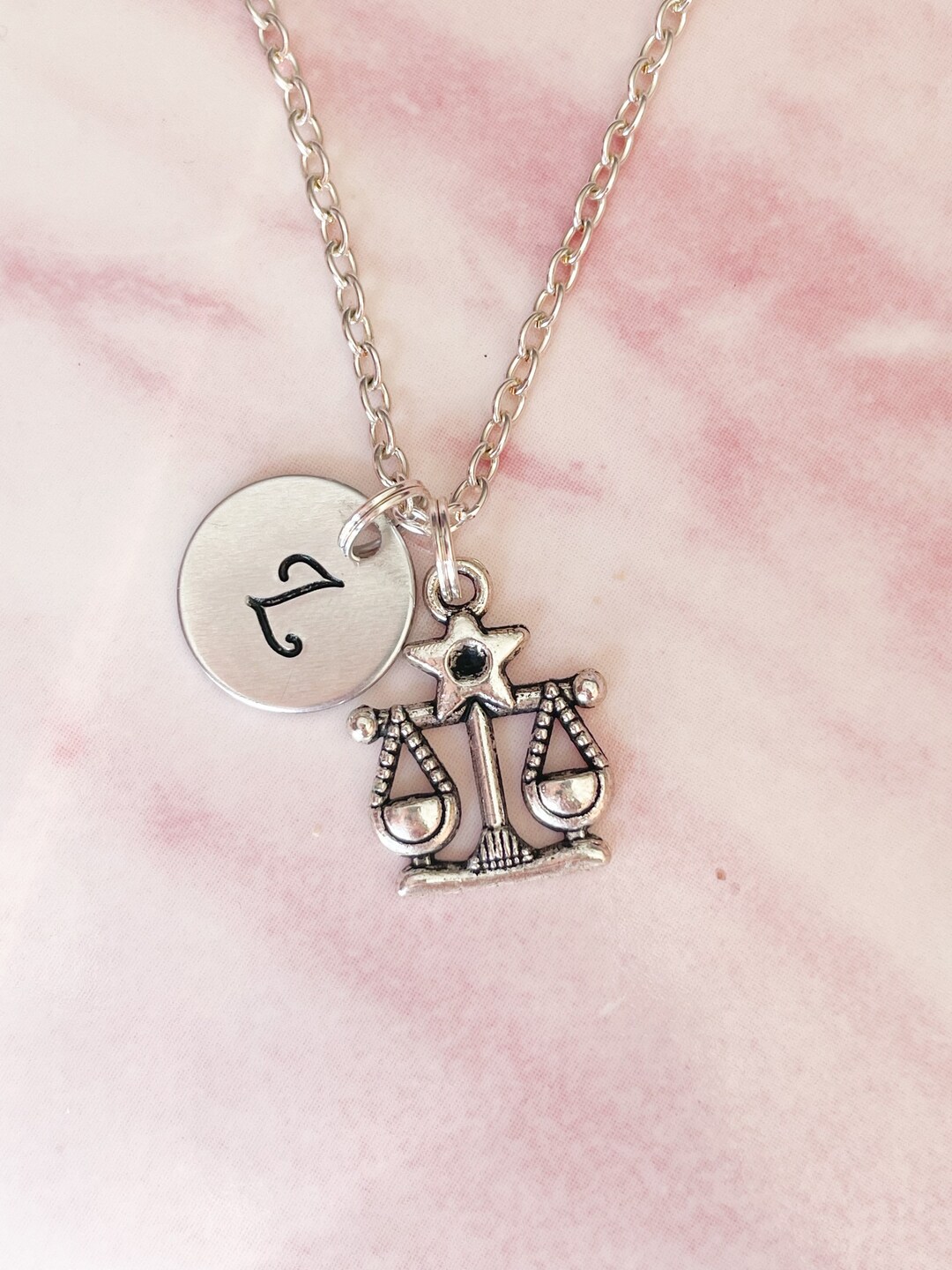 Libra Zodiac Necklace: Personalized Initial Charm, Horoscope Gift ...