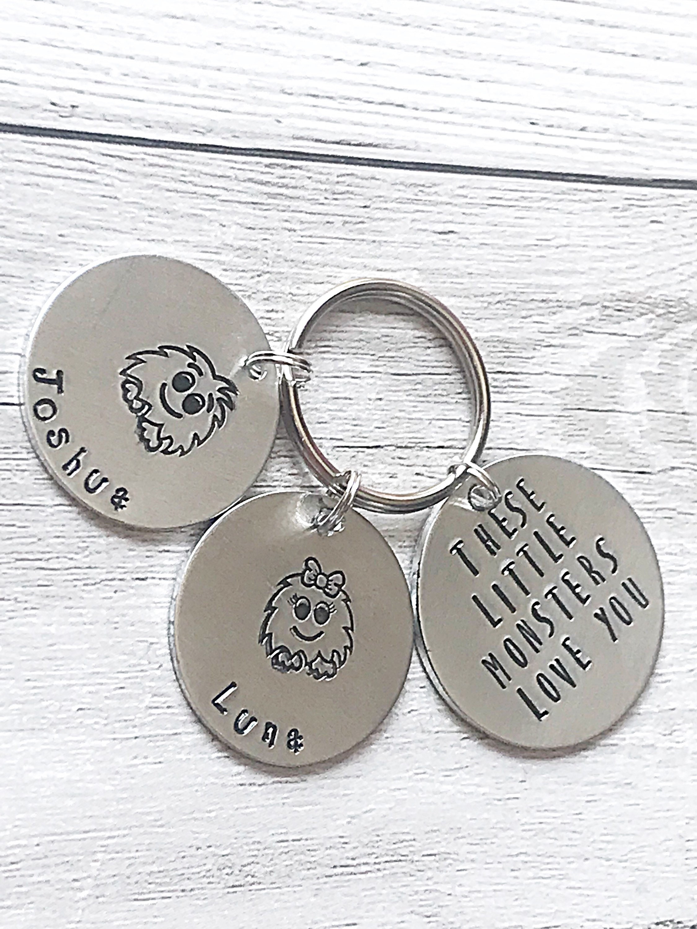 Little Monsters Keychain Dad Gift Hand Stamped Keyring | Etsy